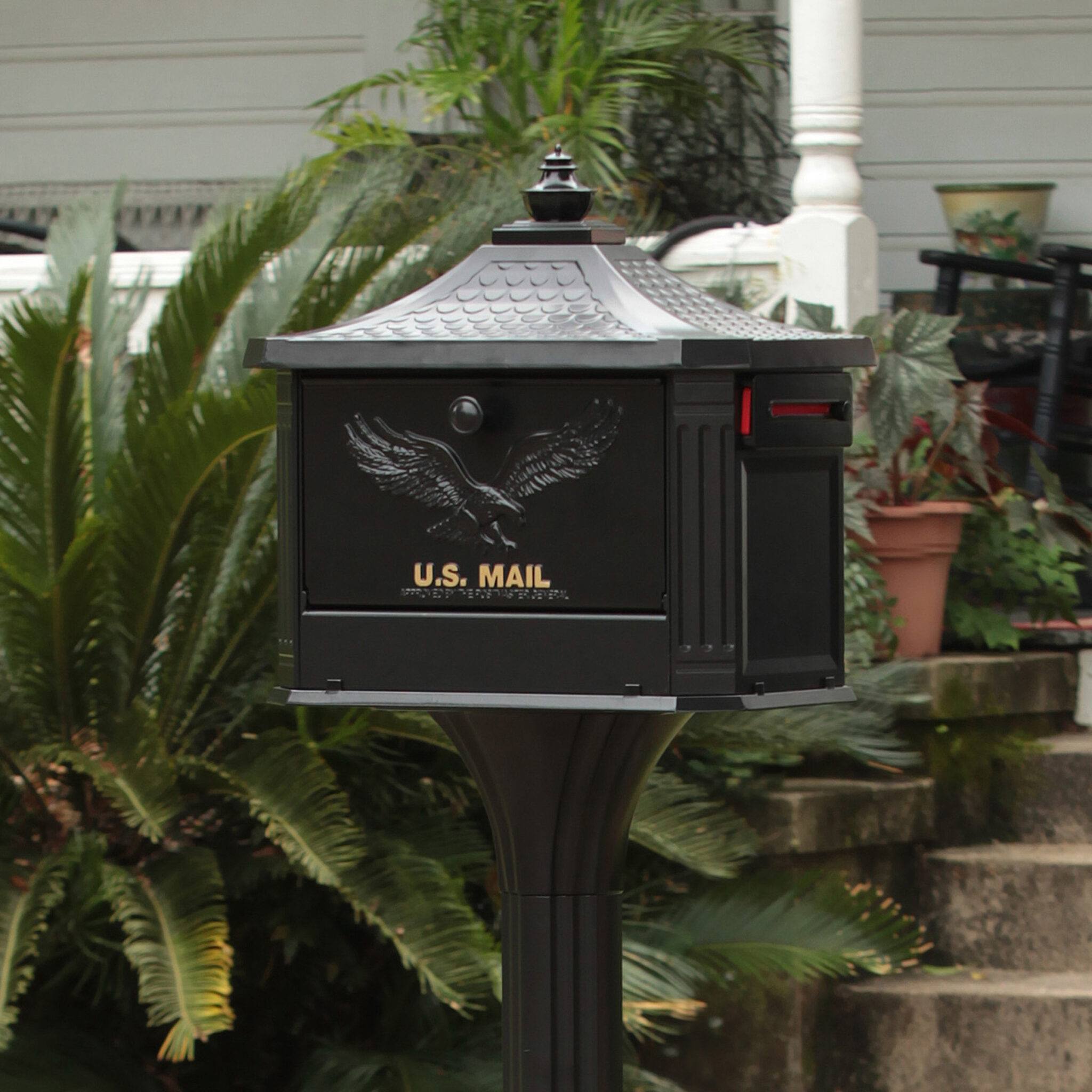 Hamilton Locking Post Mount Mailbox – Black | Architectural Mailboxes