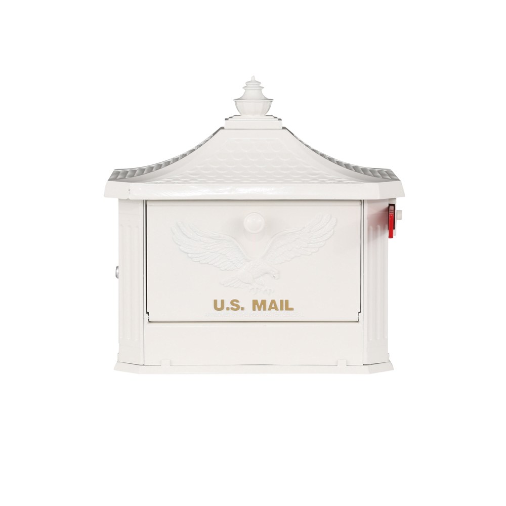 Hamilton Locking Post Mount Mailbox – White | Architectural Mailboxes