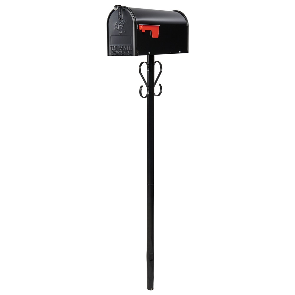 Round Steel Mailbox Post – Black | Architectural Mailboxes