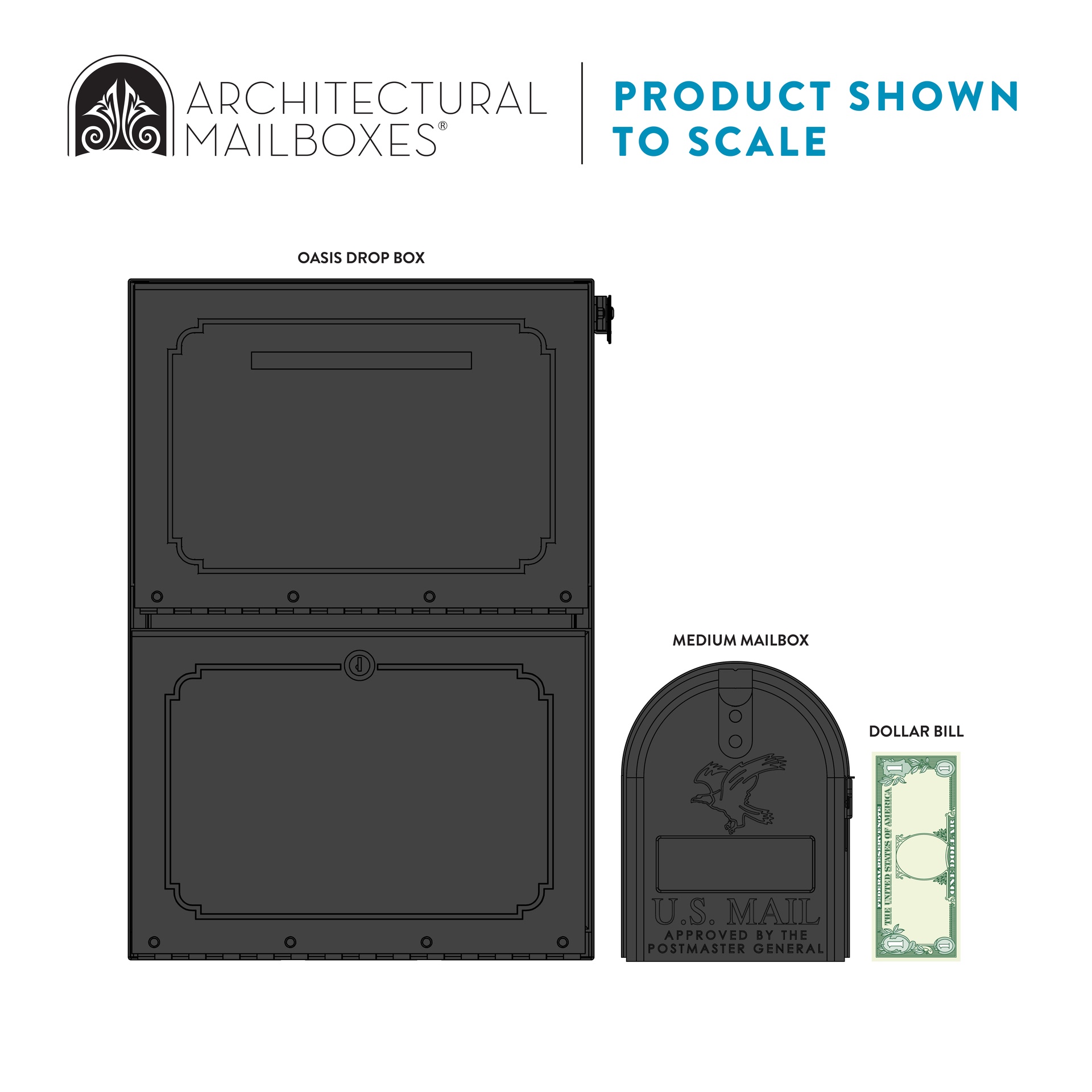 Oasis® Locking Drop Box – Satin Black | Architectural Mailboxes
